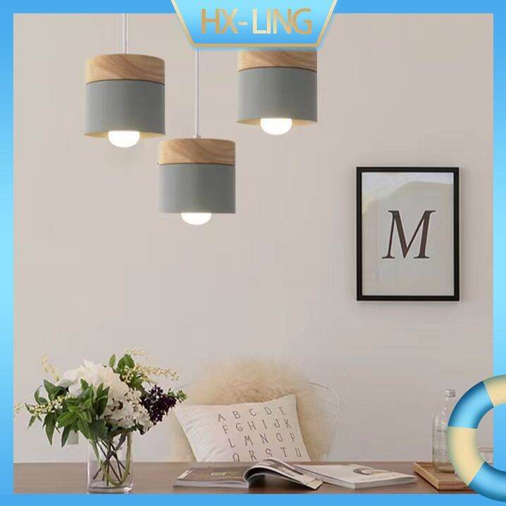 HX 24hours Pendant lamp Nordic solid wood macaron pendant lamp Bedroom ...
