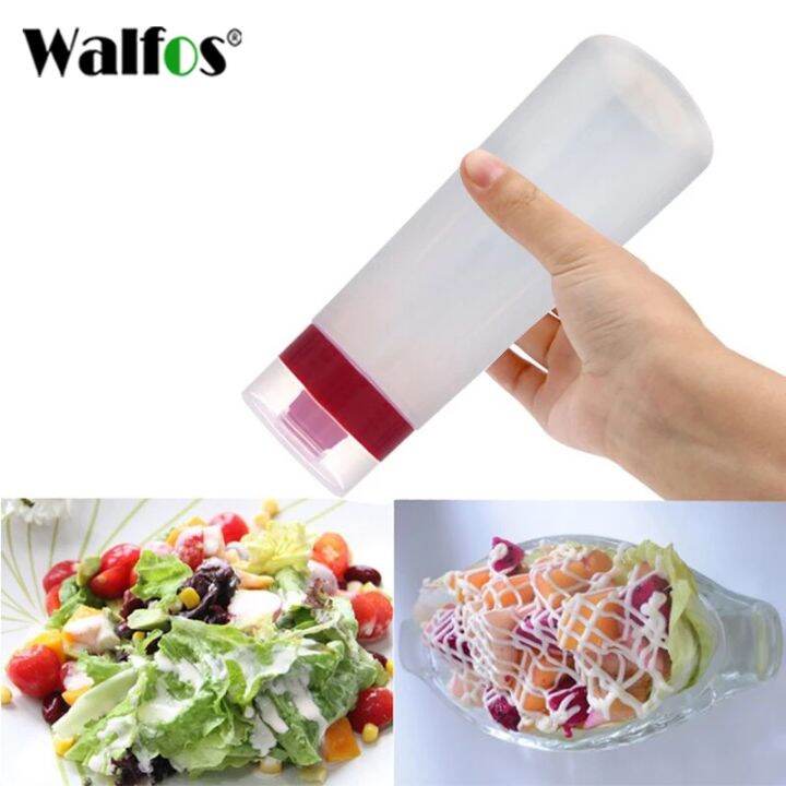 WALFOS 4-Hole Plastic Salad Dressing Squeeze Bottle Condiment Dispenser ...