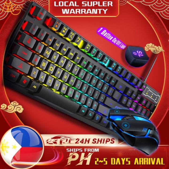 FIREWOLF Keyboard And Mouse Set Rainbow LED Gaming Keyboard Multi-Media ...