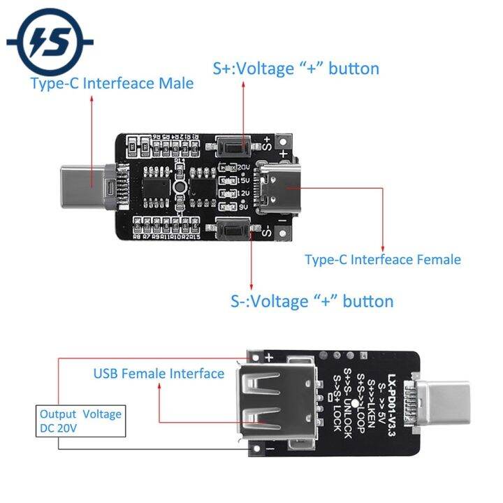 100W 5A USB Type-C QC Decoy Trigger Board PD 2.0 3.0 Trigger Adapter ... 100W 5A USB Type-C QC Decoy Trigger Board PD 2.0 3.0 Trigger Adapter ...