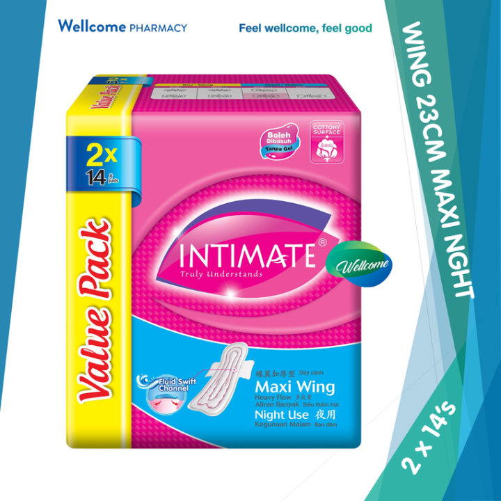 Intimate Maxi Heavy Flow Night Use Wing (SF) 28cm Sanitary Pad - 2 x 14 ...