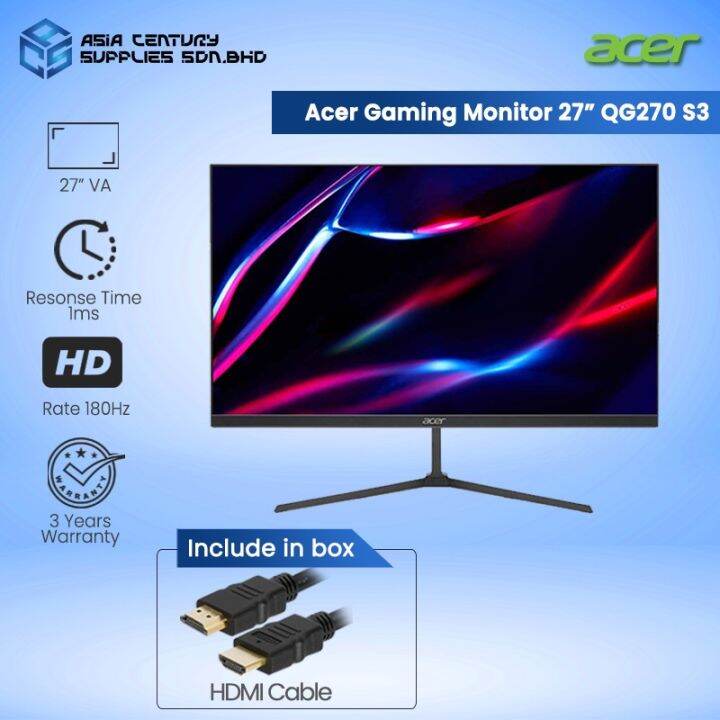 Acer Nitro QG270 S3BIPX 27" FHD (1920 x 1080) 180Hz ,1ms ,VA Panel ...