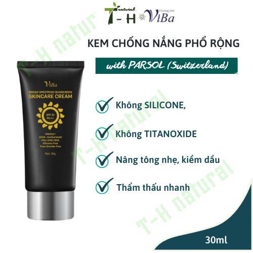 KEM CHỐNG NẮNG PHỔ RỘNG VIBA - với thành phần PARSOL (Thụy Sỹ), SPF 32 PA++ kiềm dầu nâng tông ...
