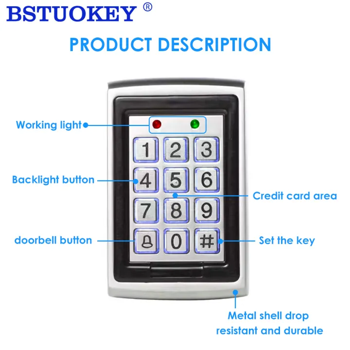 Metal Backlight 125khz RFID Proximity Card Reader Door Access Control ...