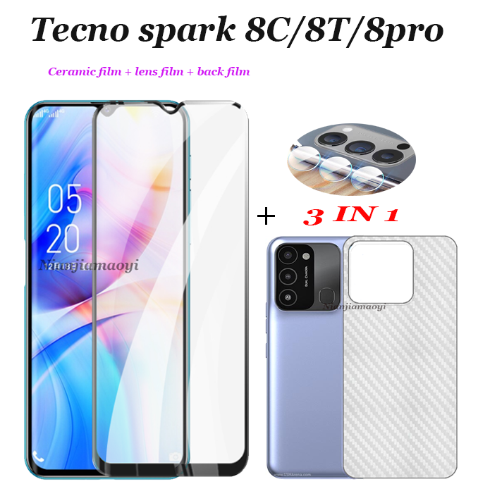 Tecno Spark 3in1/8T/8ฟิล์มกันรอยกระจกนิรภัย,ฟิล์มกันรอยเลนส์กล้องฟิล์มติดด้านหลังสำหรับโทรศัพท์ ...