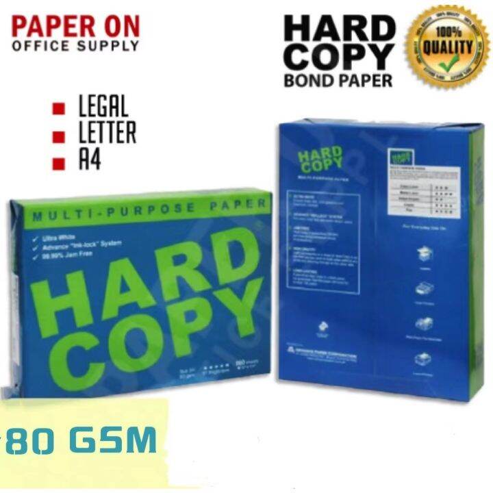 Hardcopy Bondpaper 80gsm substance 24 (short/A4/Long) 500 sheets ...