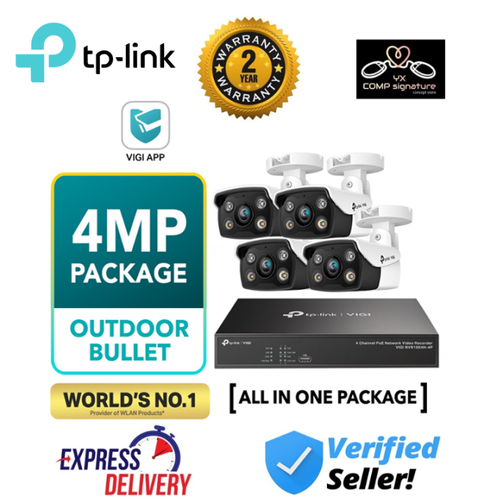 TP-Link 4MP AI CCTV Full Color IP Network Camera VIGI C340&C440 With ...