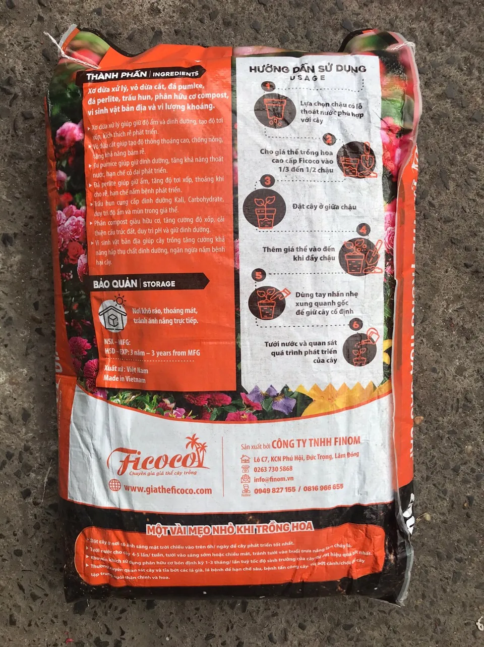 ĐẤT TRỒNG HOA CAO CẤP Ficoco 20 Lít – CH VẬT TƯ NÔNG NGHIỆP THỦ ĐỨC