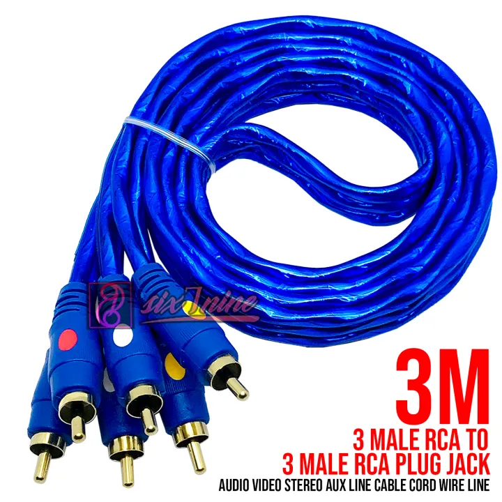 3X3 Heavy Duty 3M Male RCA to 3 Male RCA Plug Jack Audio Video Stereo AUX Line Cable Cord Wire ...