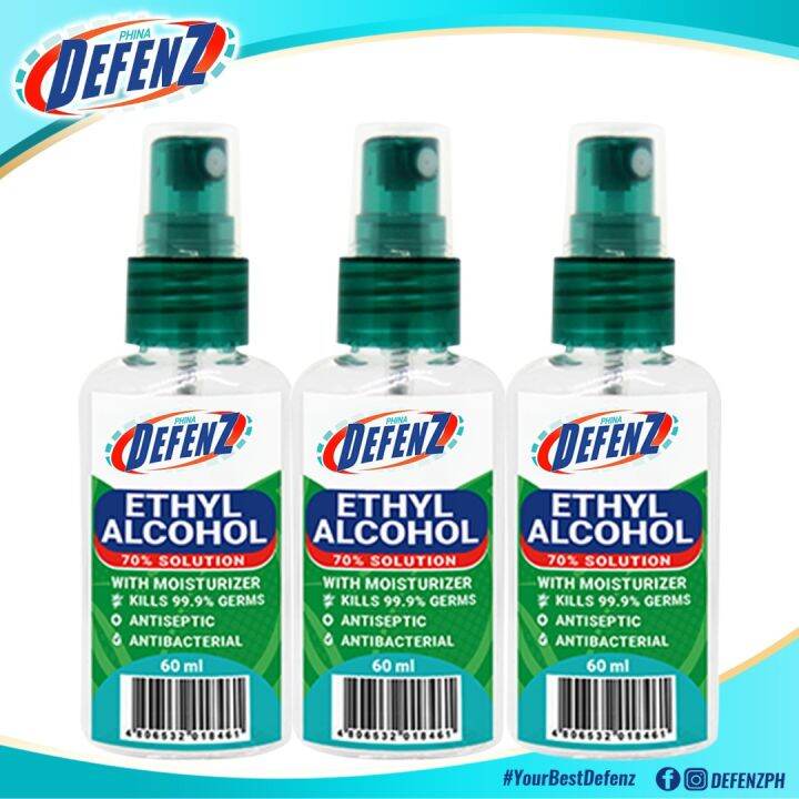 Defenz Ethyl Alcohol 60ml with moisturizer 3x 60ml | Lazada PH