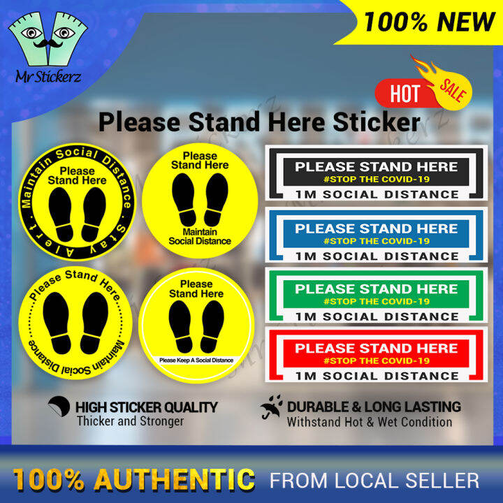 【SOP Sticker】Please Stand Here Floor Sticker Maintain Social Distance ...
