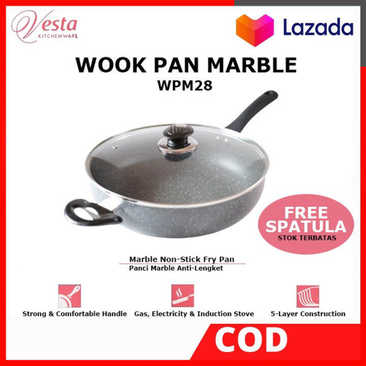 Wajan Panci / VESTA - Wook Pan 28CM Marble Non-Stick WPM 28 cm / Wok ...