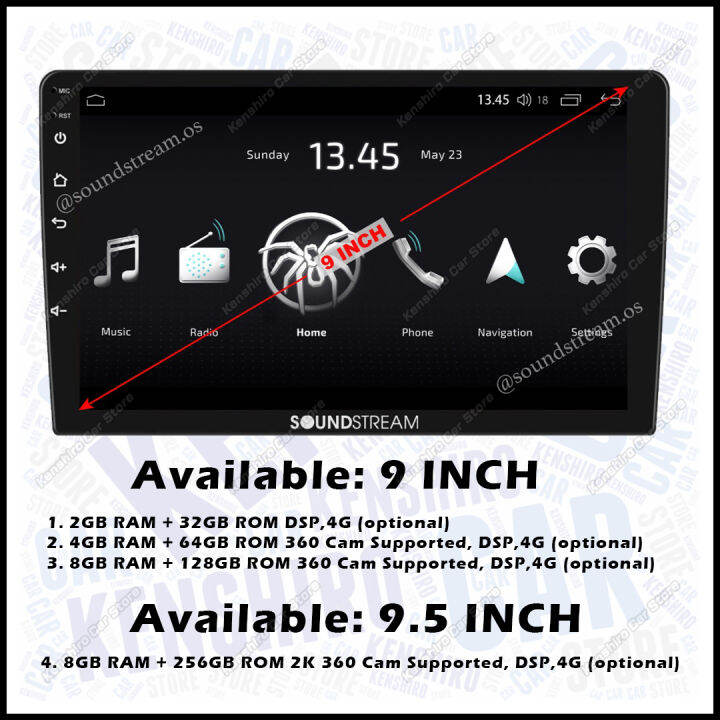SOUNDSTREAM ANZUO ULTRA / ULTRA 2K, DSP 4G SIM Android Kereta Car 360 ...