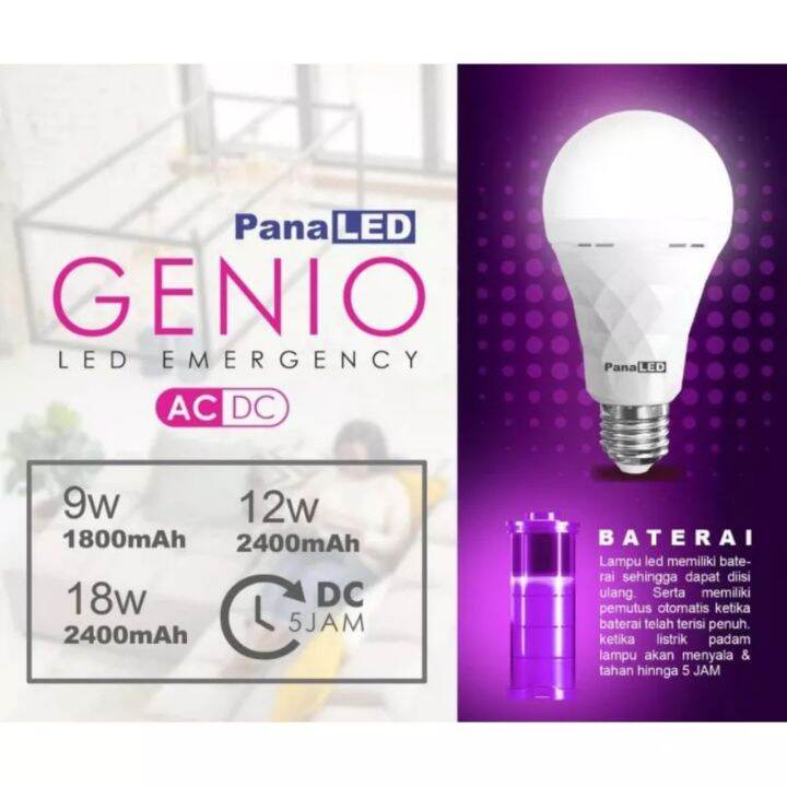 PANALED Genio Lampu Bohlam LED Emergency 9W 12W 18 Watt Garansi 1 Tahun ...