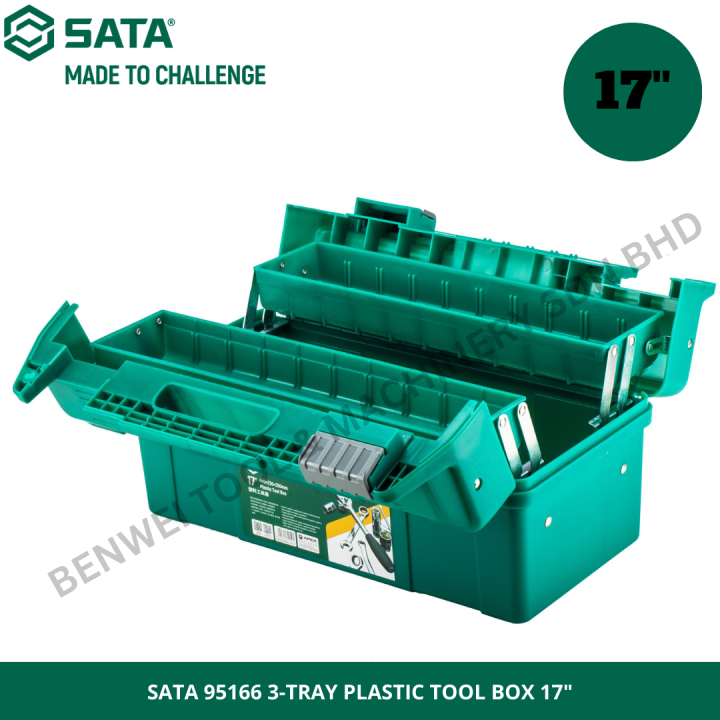 SATA 95166 3-TRAY PLASTIC TOOL BOX 17" / TOOLS STORAGE / HAND CARRY ...