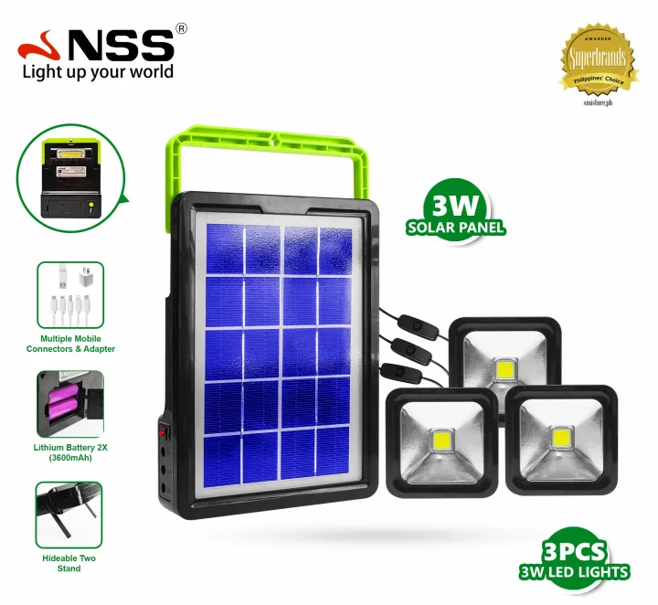 Solar Lighting System with 3 Pcs 3W LED Lights 1 FREE Multiple ...