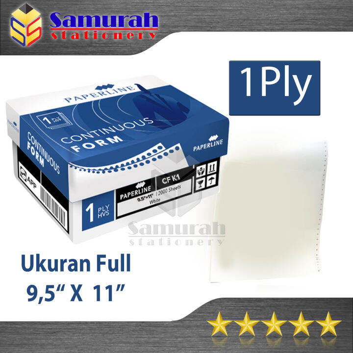 Kertas Continuous Form Paperline 9,5 x 11 K1 Putih Full 1 PLY NCR / 9,5 ...