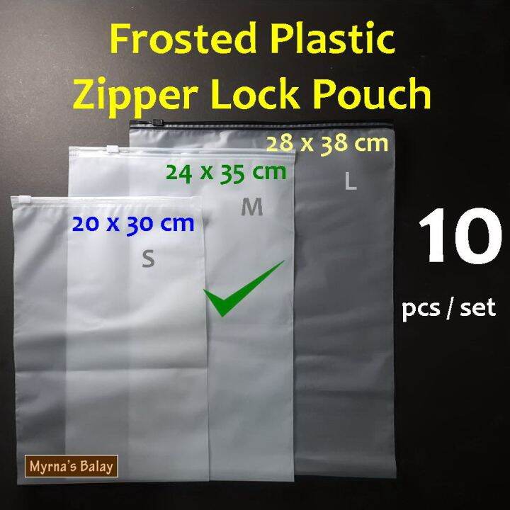 Frosted (Matte) PE Plastic Zipper Lock Pouch Bag 25 x 35 cm 10 pieces ...