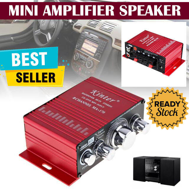 Amplifier Mini Speaker 2 Channel 20W 12V Treble Bass Booster Hifi ...