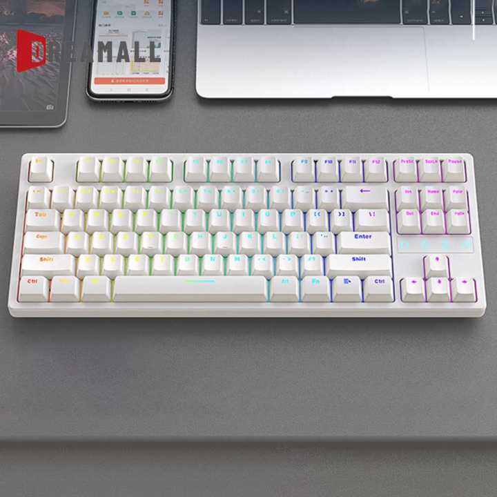 87 Keys Gamer Mechanical Keyboard Blue/Red Switch RGB Wireless ...
