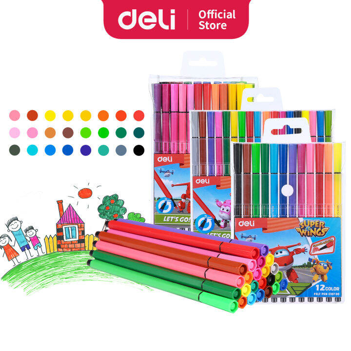 Deli Spidol 12/18/24 Warna Super Wings Bentuk Hexagonal EC10720 EC10700 ...