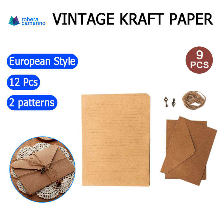 12 Pcs Vintage Kraft Paper Writing Paper European Style Paper for ...