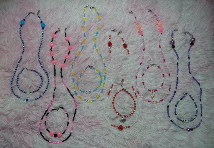 Kpop Idol inspired Beaded facemask Lanyard + Bracelet (BTS,IU,TXT,Twice ...