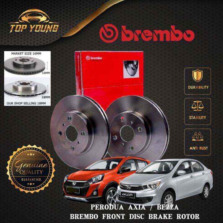 BREMBO PERODUA AXIA , BEZZA FRONT (DEPAN) 100% ORIGINAL BREMBO DISC ...