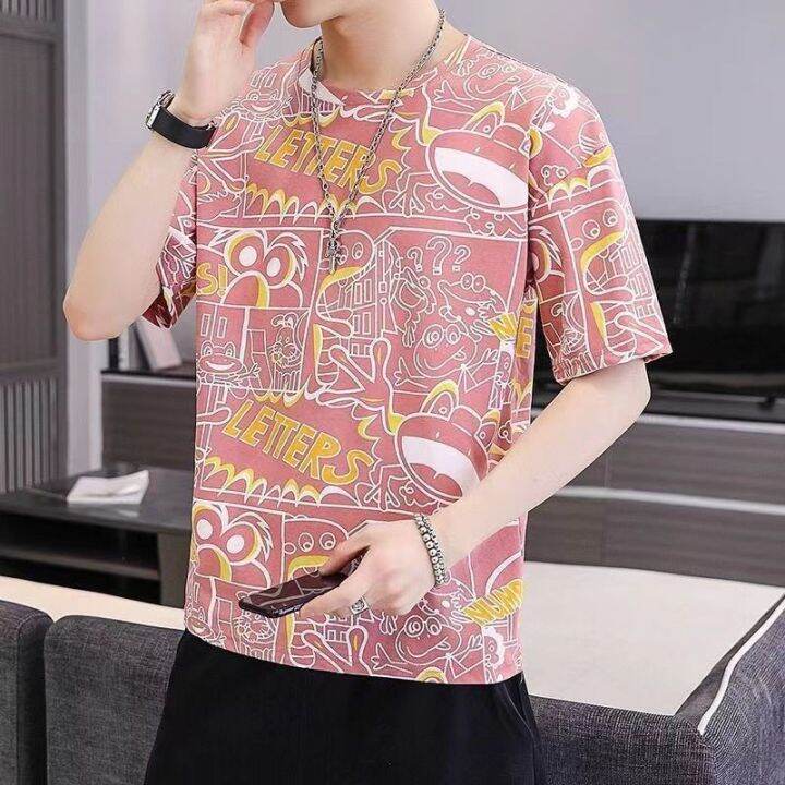 Mga lalaki ng mataas na dulo ng yelo sutla maikling manggas T-shirt, ikot na leeg, kabataan ng ...