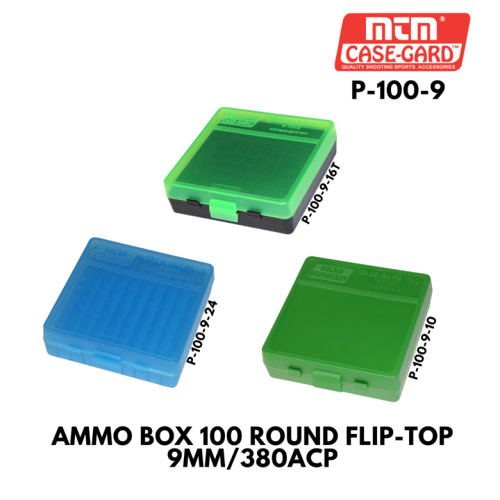 MTM - Ammo Box 100 Round Flip-Top 9mm 380 ACP (P-100-9) | Lazada PH