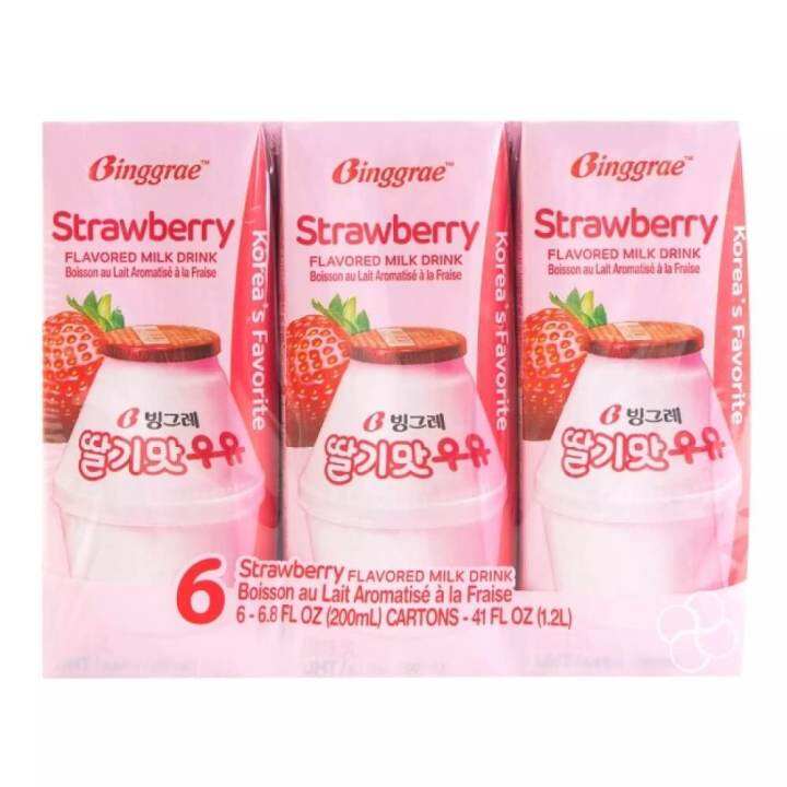 Binggrae Strawberry Flavored Milk Drink 6 x 200mL | Lazada PH