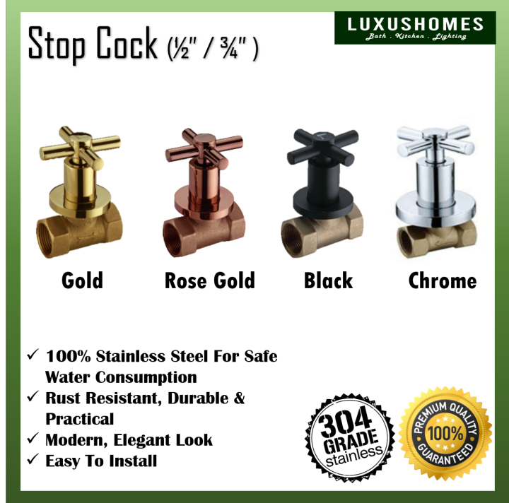 Stopcock 🔥OFFER🔥 Stainless Steel Stop Cock Gold/ Rose Gold/ Black ...