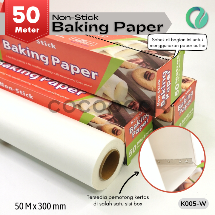 Non Stick Baking Paper Kertas Alas Roti Kue 30cm x 50m White | Lazada ...