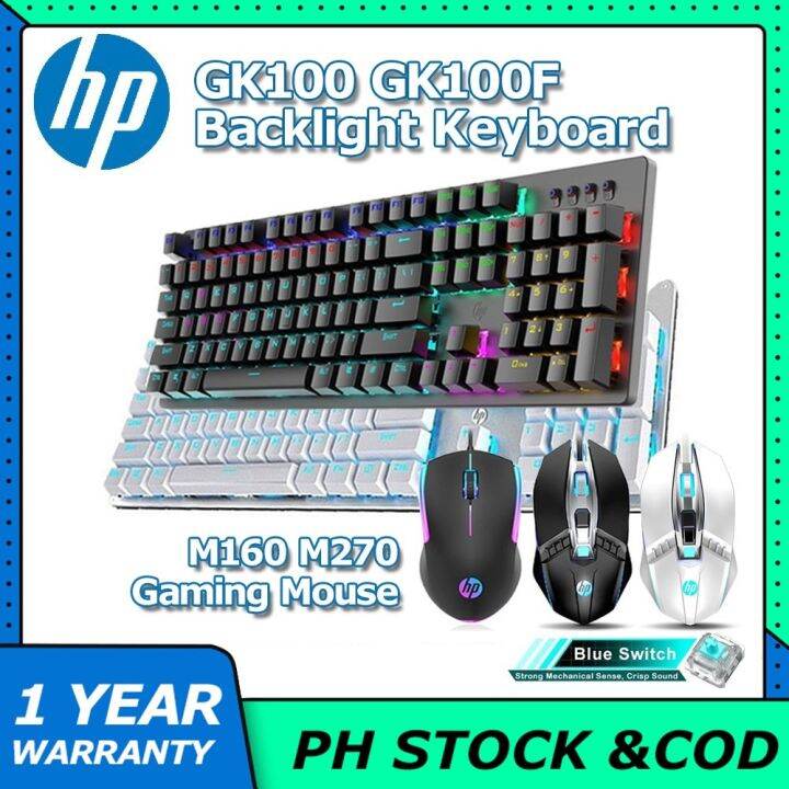 【PH STOCK】 HP GK100 GK100F Mechanical Wired Mixed Backlight Gaming Keyboard 104 Keys Anti ...