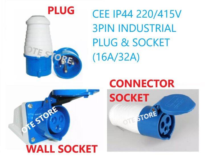 CEE IP44 220/415V 3PIN INDUSTRIAL PLUG & SOCKET (16A / 32A) (MODEL: 013 / 113 / 213 / 023 / 123 ...