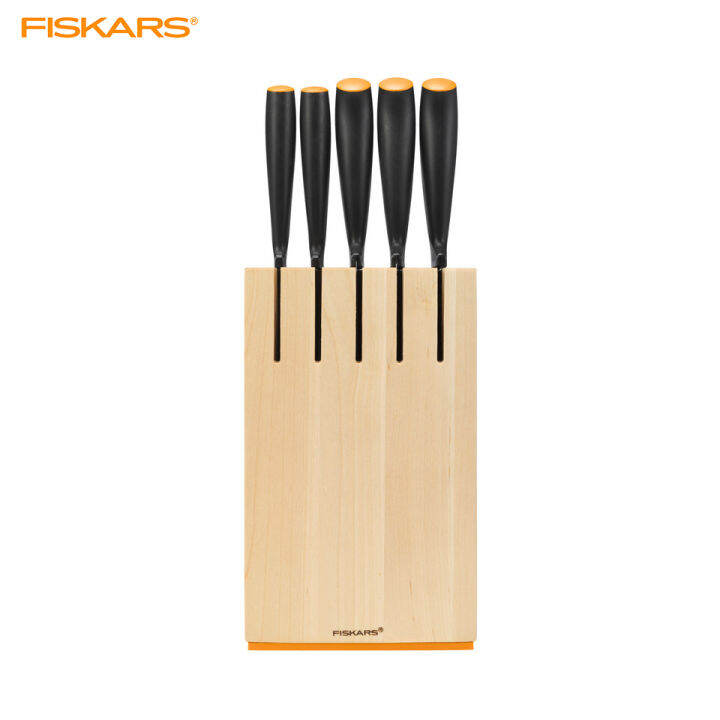 Fiskars Functional Form Knife Block Wood with 5 Knives | Lazada