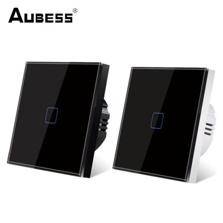 AUBESS EU Touch Switch 1/2/3 Gang LED Backlight Panel Tempered Crystal Glass Wall Light Sensory ...
