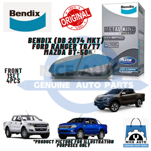 FORD RANGER T6 / T7 / MAZDA BT-50 FRONT BRAKE PAD - BENDIX METAL KING ...