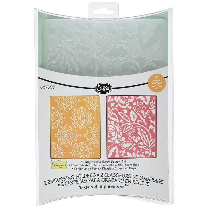 Sizzix Textured Impressions Embossing Folders 2PK - Curly Gate & Berry ...