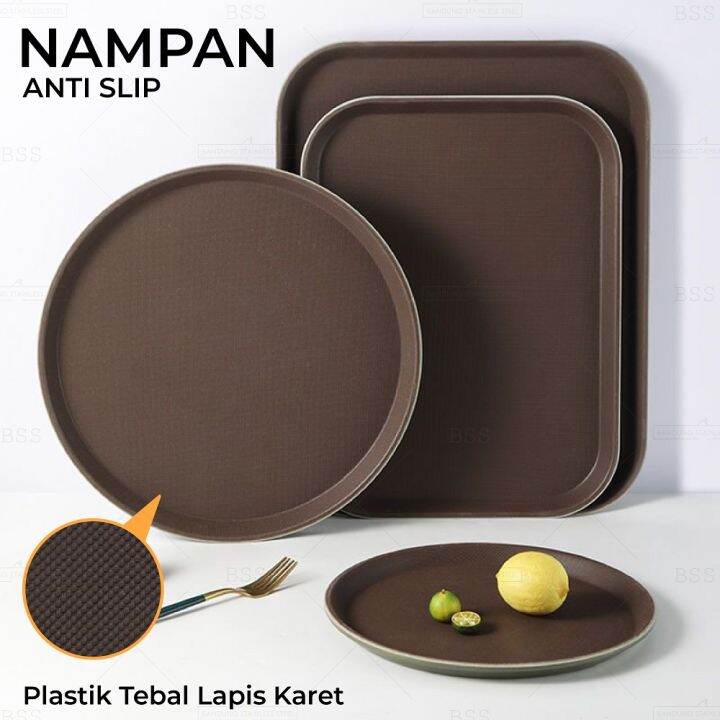 Nampan Saji Hotel Anti Slip Medium Size Tray Bulat Kotak Makanan ...