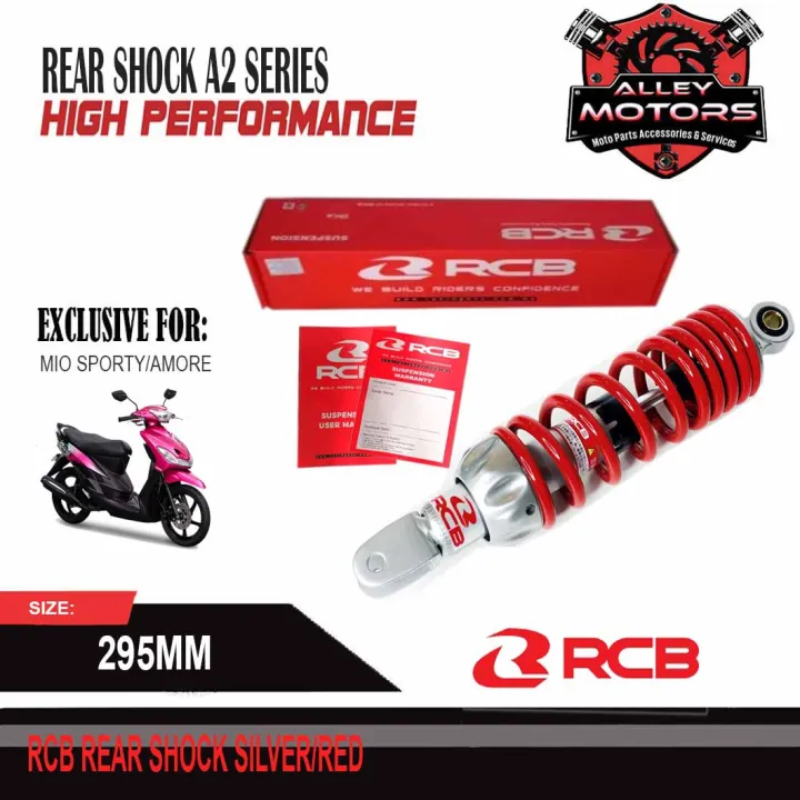 RCB REAR SHOCK MIO SPORTY/AMORE SILVER/RED 295MM A2 SERIES By Alley ...
