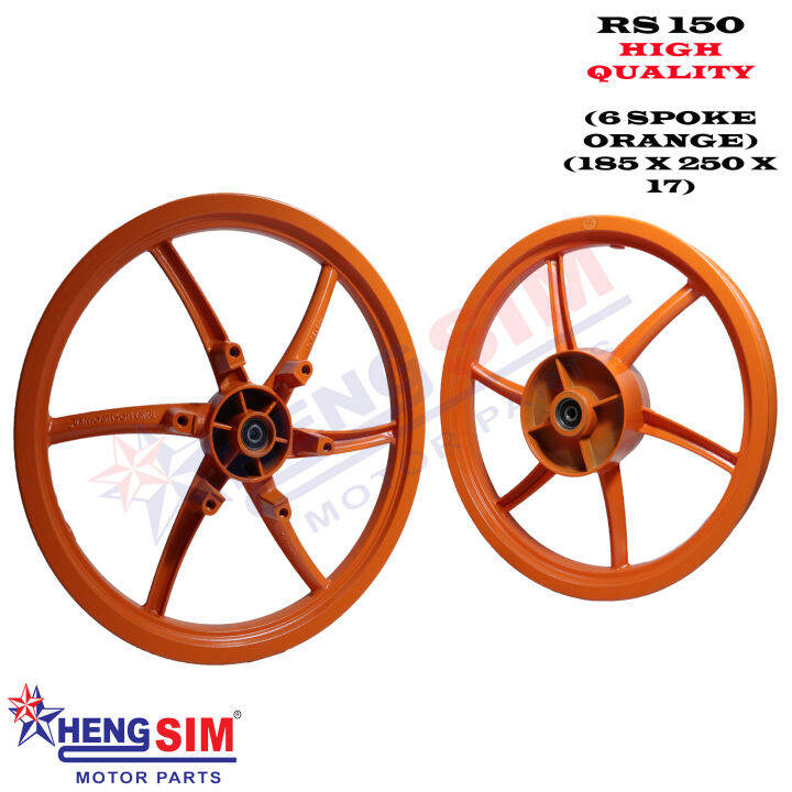 RS 150 SPORT RIM WITH BUSH AND BEARING 6 SPOKE 185 X 250 X 17 (ORANGE ...