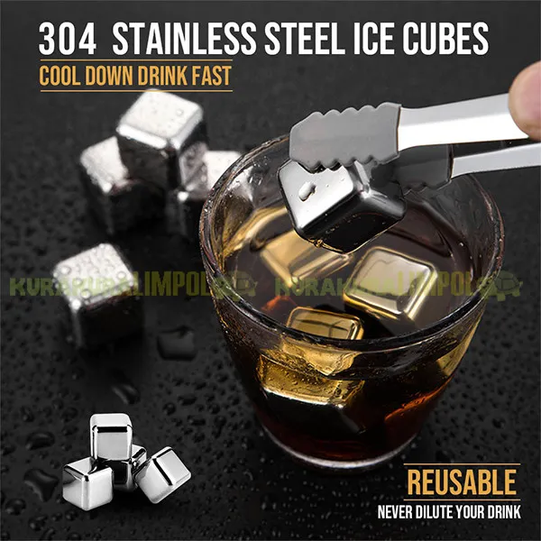 Es Batu Stainless Steel Ice Cubes Reusable Food Grade 304 Stainless ...