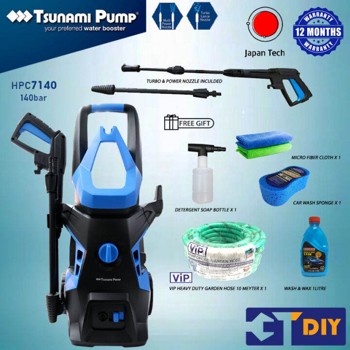 Tsunami HPC7140 1800W 140 Bar High Pressure Cleaner Water Pump Water Jet Waterjet Cuci Kereta ...