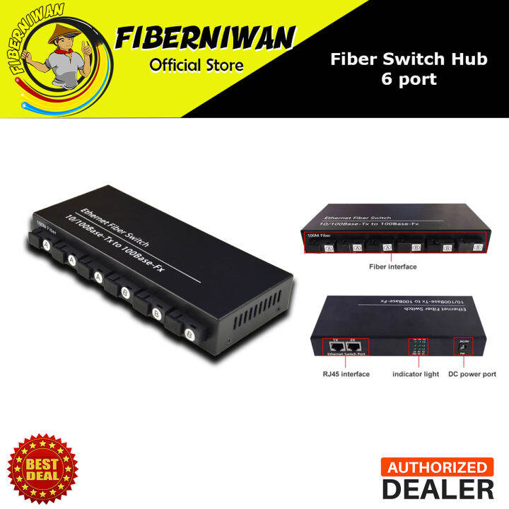 Ethernet Fiber Switch 6 SC Port 2 RJ45 10 / 100M Ethernet Switch Media ...
