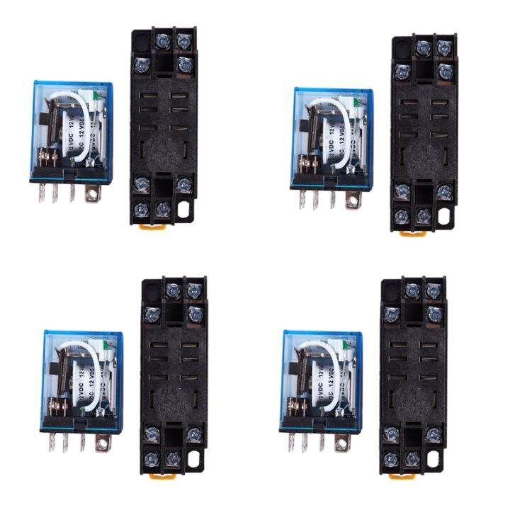 4X 12V DC Coil Power Relay DPDT LY2NJ HH62P-L JQX-13F 10A with PTF08A Socket Base | Lazada.co.th