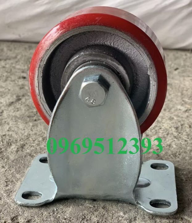 Bánh xe đẩy công nghiệp PU lõi gang tải trung mặt bích D75, D100, D125 tải trọng 400-600Kg ...