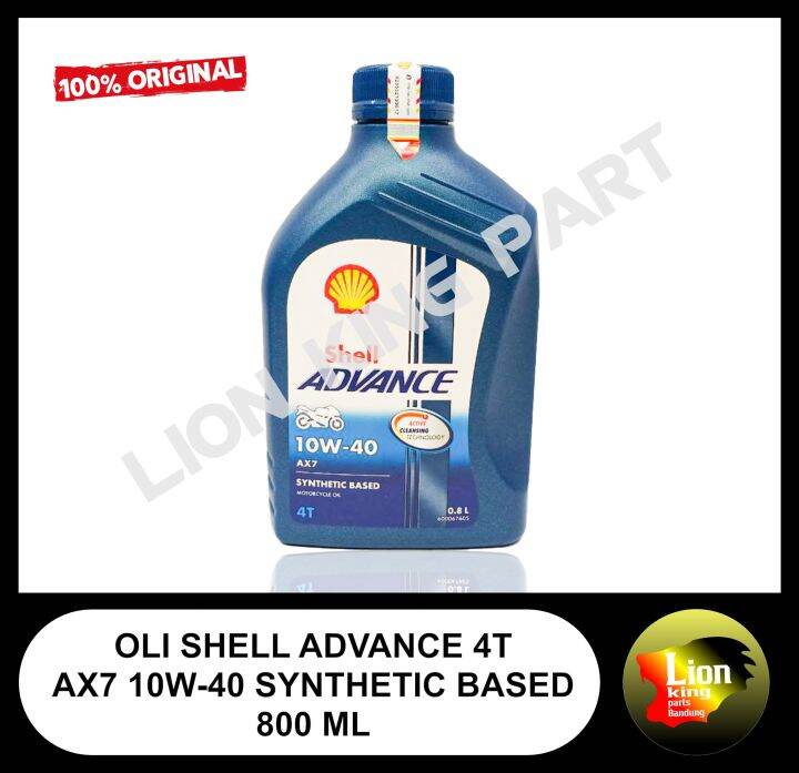 OIL OLI SHELL ADVANCE AX7 SYNTHETIC BASED 10W-40 800 ML API SN JASO MA2 ...