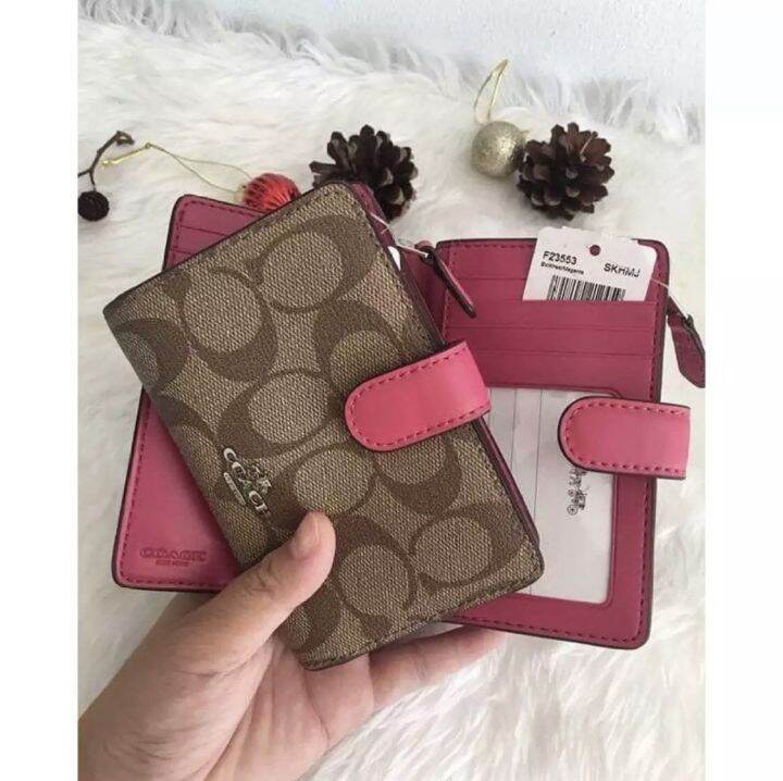 Coach F23553 Medium Corner Zip Snap Bifold Wallet in Signature Coated ...