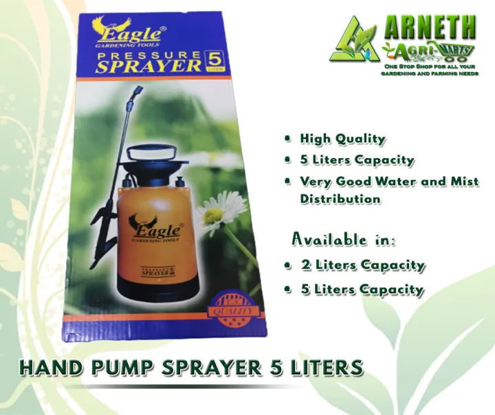 HIGH QUALITY PRESSURE HAND PUMP SPRAYER 5 LITERS WITH STRAP BY EAGLE ...